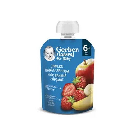 Piure bebelusi Gerber Natural Mar, Banana si Capsuni, 90g